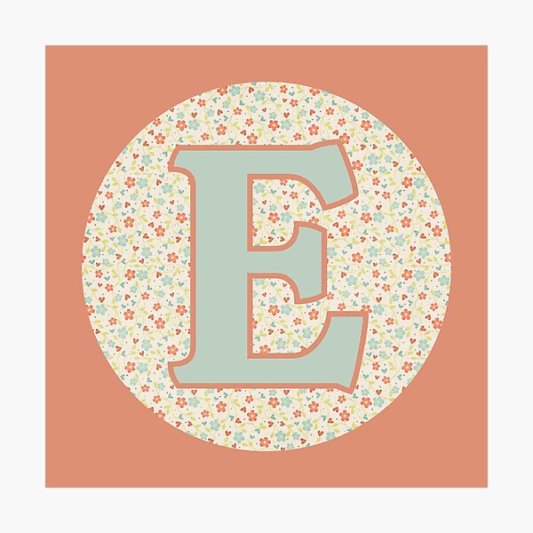 Lámina fotográfica «Inicial E. Letra E. Monograma E. Círculo floral ...