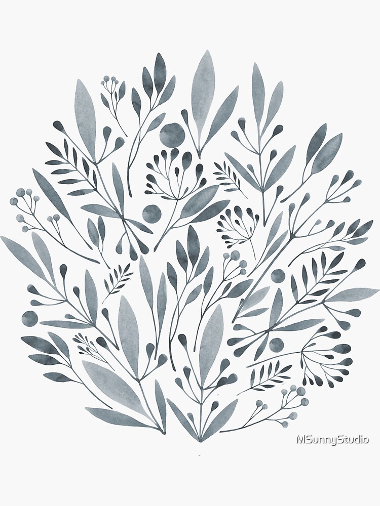 "Grey Herbs" Sticker by MSunnyStudio | Redbubble