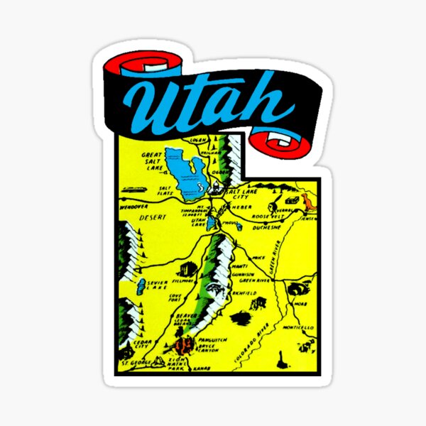 "Utah State Map Vintage Travel Decal" Sticker for Sale by hilda74 ...