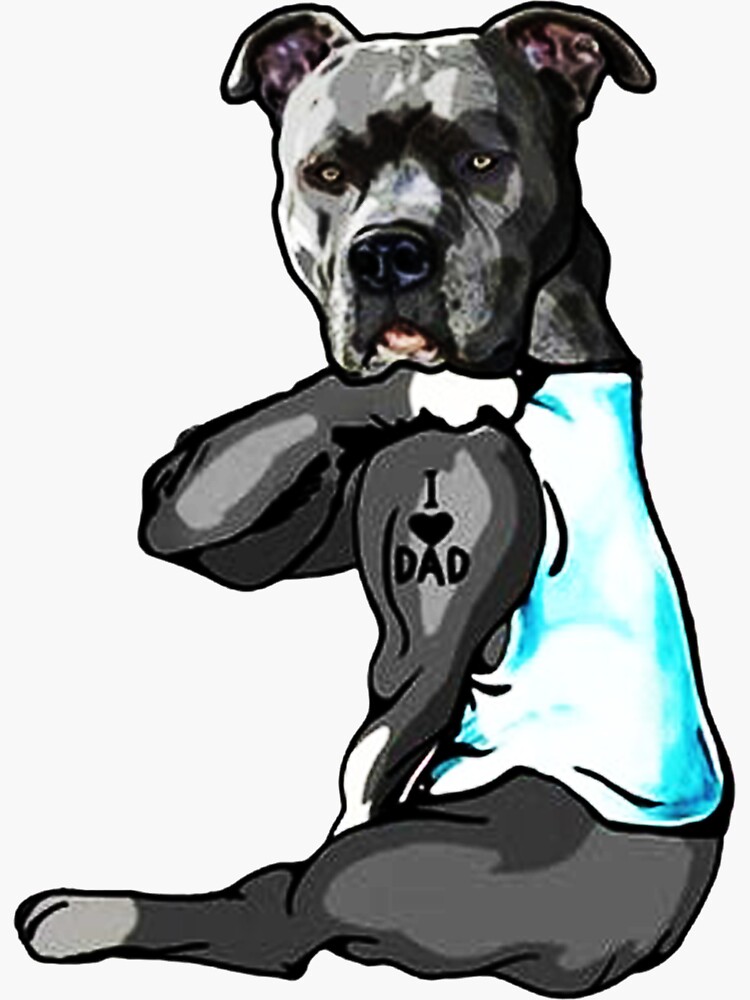 "Cute Pitbull I Love Dad" Sticker for Sale by mosescdr5 | Redbubble