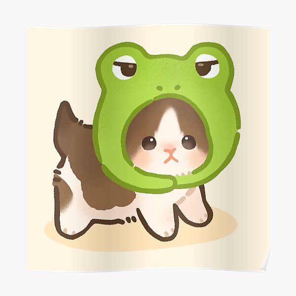 "Cute Cat with Frog Hat" Poster for Sale by twinklestrokes | Redbubble