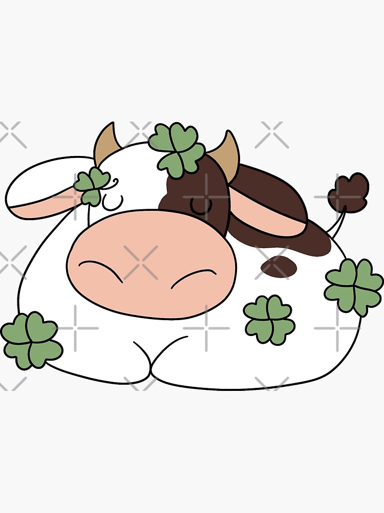 "Clover Cow" Sticker by SaradaBoru | Redbubble