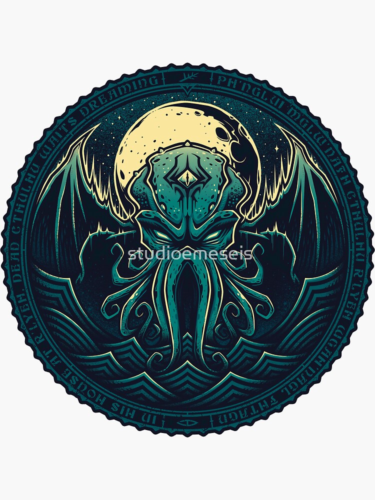 "Cthulhu Lives" Sticker by studioemeseis | Redbubble