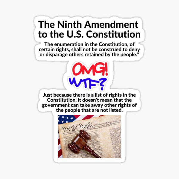 "The 9th Amendment to the U.S. Constitution" Sticker for Sale by Lomyn ...