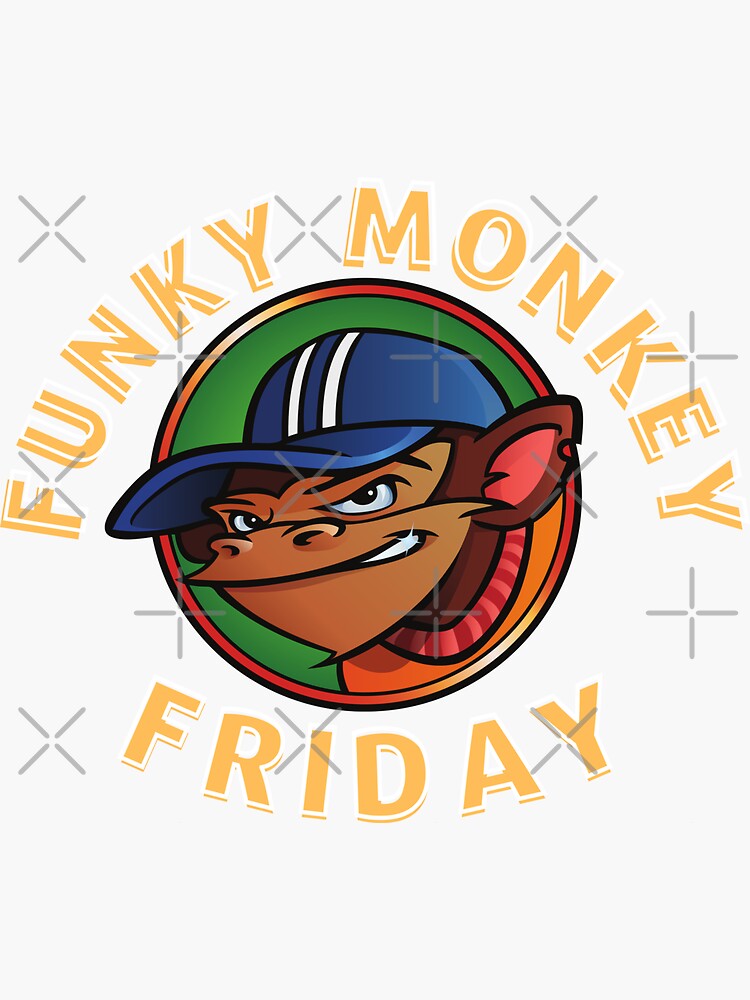 "Funky Monkey Friday" Sticker for Sale by travelmemespk | Redbubble