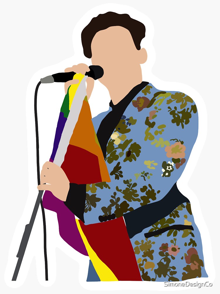 "Harry Styles Singing with a pride Flag" Sticker for Sale by ...