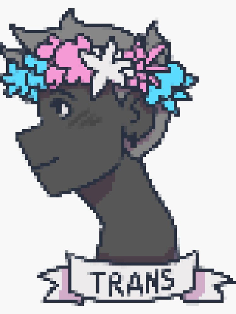"Pixel flower crown pride: Trans" Sticker for Sale by Hyacinth-dragon ...