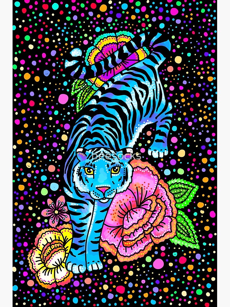 "neon blue tiger" Poster for Sale by beesocks | Redbubble