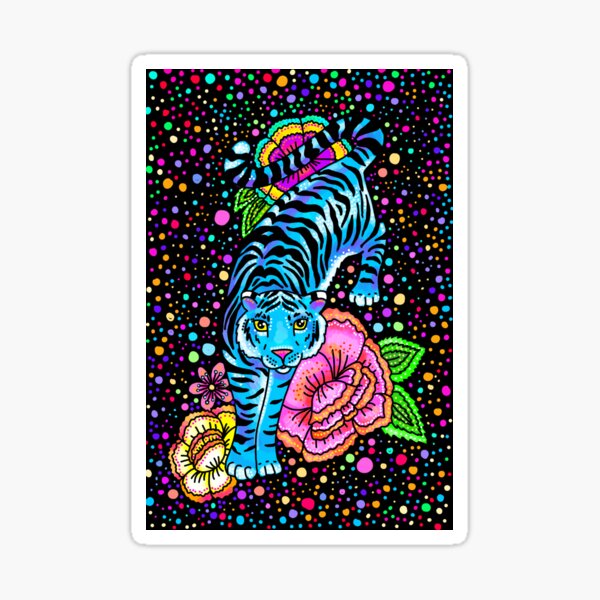 "neon blue tiger" Sticker for Sale by beesocks | Redbubble