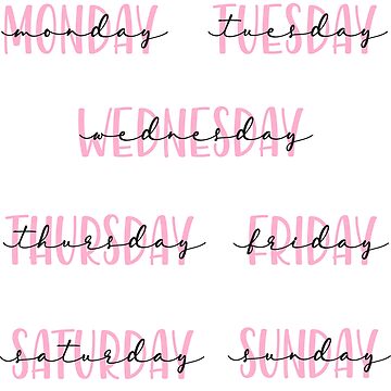 "Pink Week Day Headers for Bullet Journal Sticker Pack" Sticker for ...