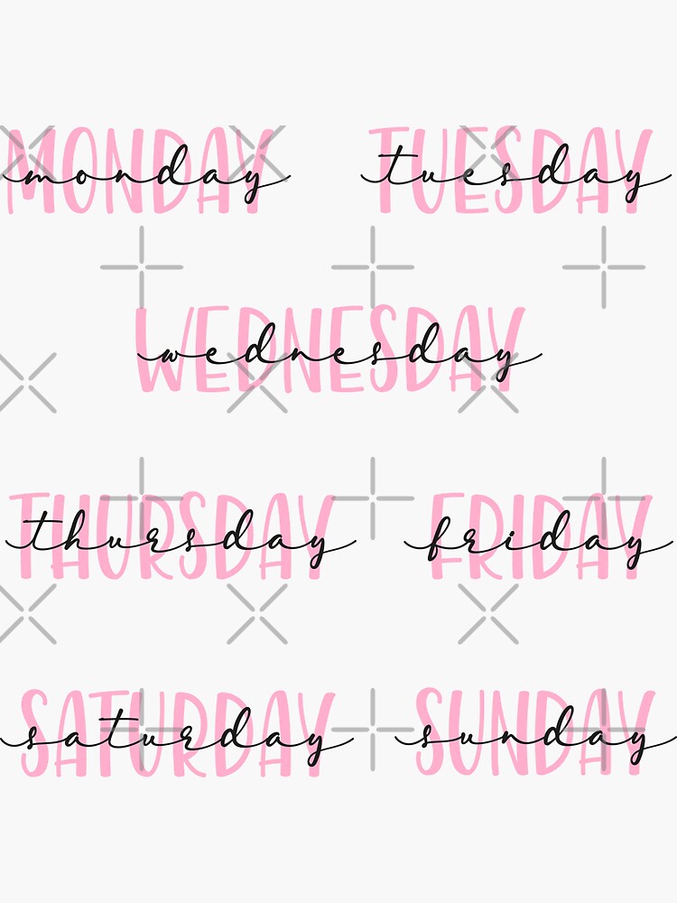 "Pink Week Day Headers for Bullet Journal Sticker Pack" Sticker for ...