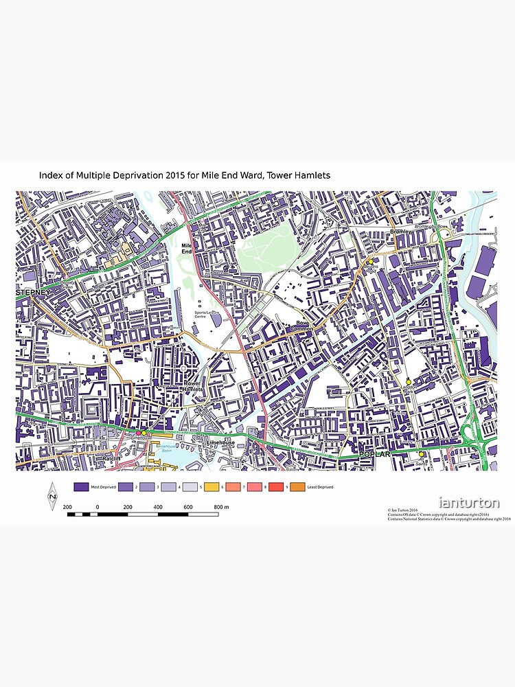 "Multiple Deprivation Mile End ward, Tower Hamlets" Poster by ianturton ...