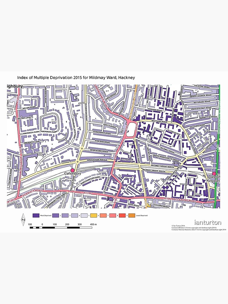"Multiple Deprivation Mildmay ward, Hackney" Poster by ianturton | Redbubble