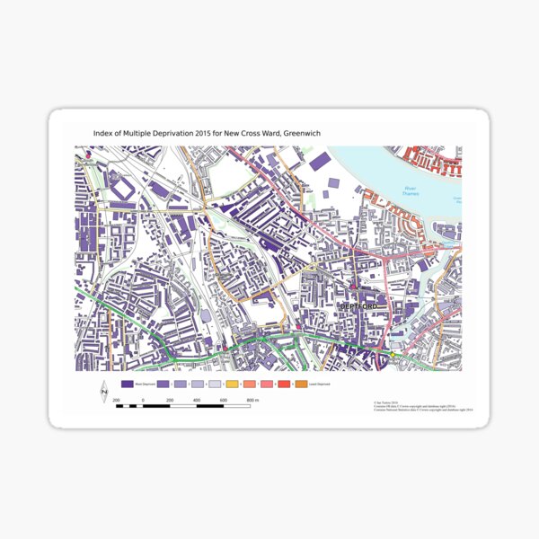 "Multiple Deprivation New Cross ward, Greenwich" Sticker by ianturton ...