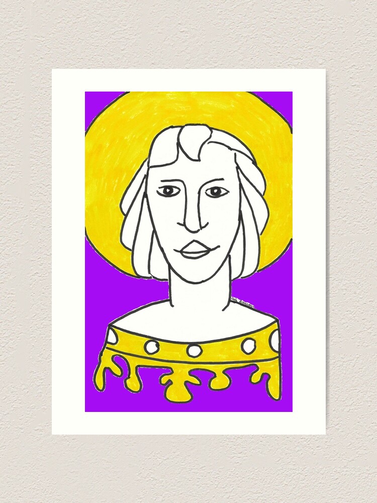 "Sunshine Sally Simple Line Drawing of a Feminine Portrait in Yellow ...