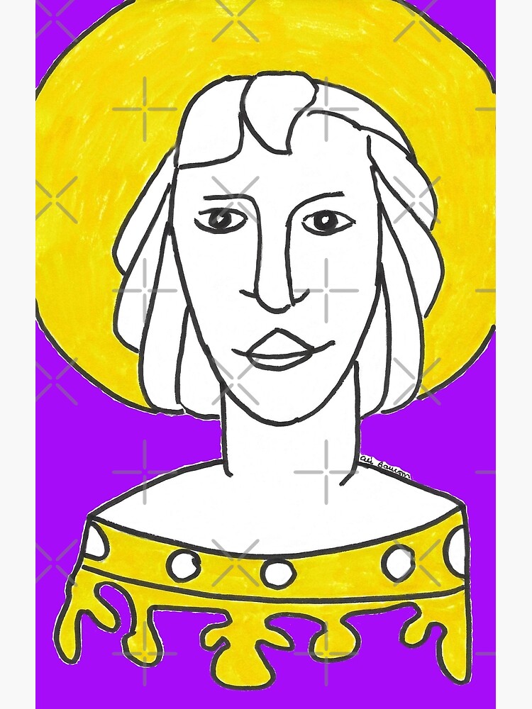 "Sunshine Sally Simple Line Drawing of a Feminine Portrait in Yellow ...