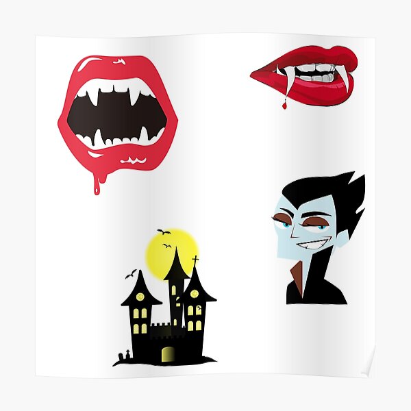 "Halloween Vampire Stuff Pack" Poster for Sale by LuckyKermit | Redbubble
