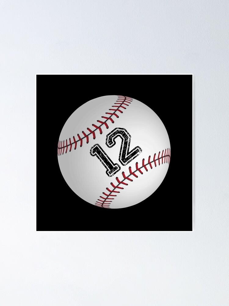 "Baseball ball number 12, twelve" Poster for Sale by TheCultStuff ...