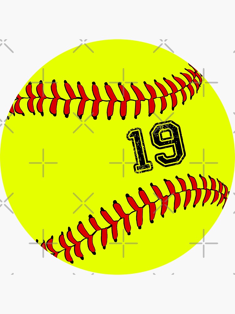 "Softball ball number 19, nineteen " Sticker for Sale by TheCultStuff ...