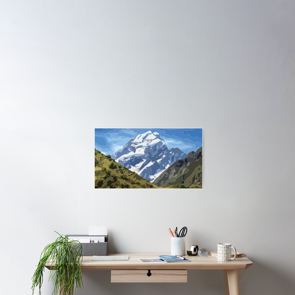 "Mt Cook Summit Digital Painting" Poster for Sale by gktb | Redbubble