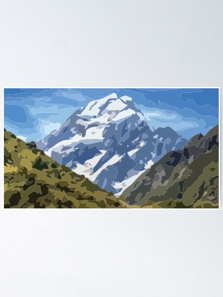 "Mt Cook Summit Digital Painting" Poster for Sale by gktb | Redbubble
