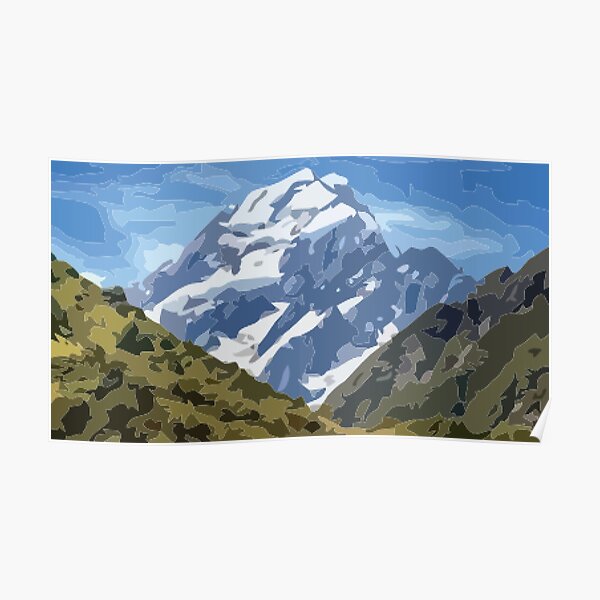 "Mt Cook Summit Digital Painting" Poster for Sale by gktb | Redbubble