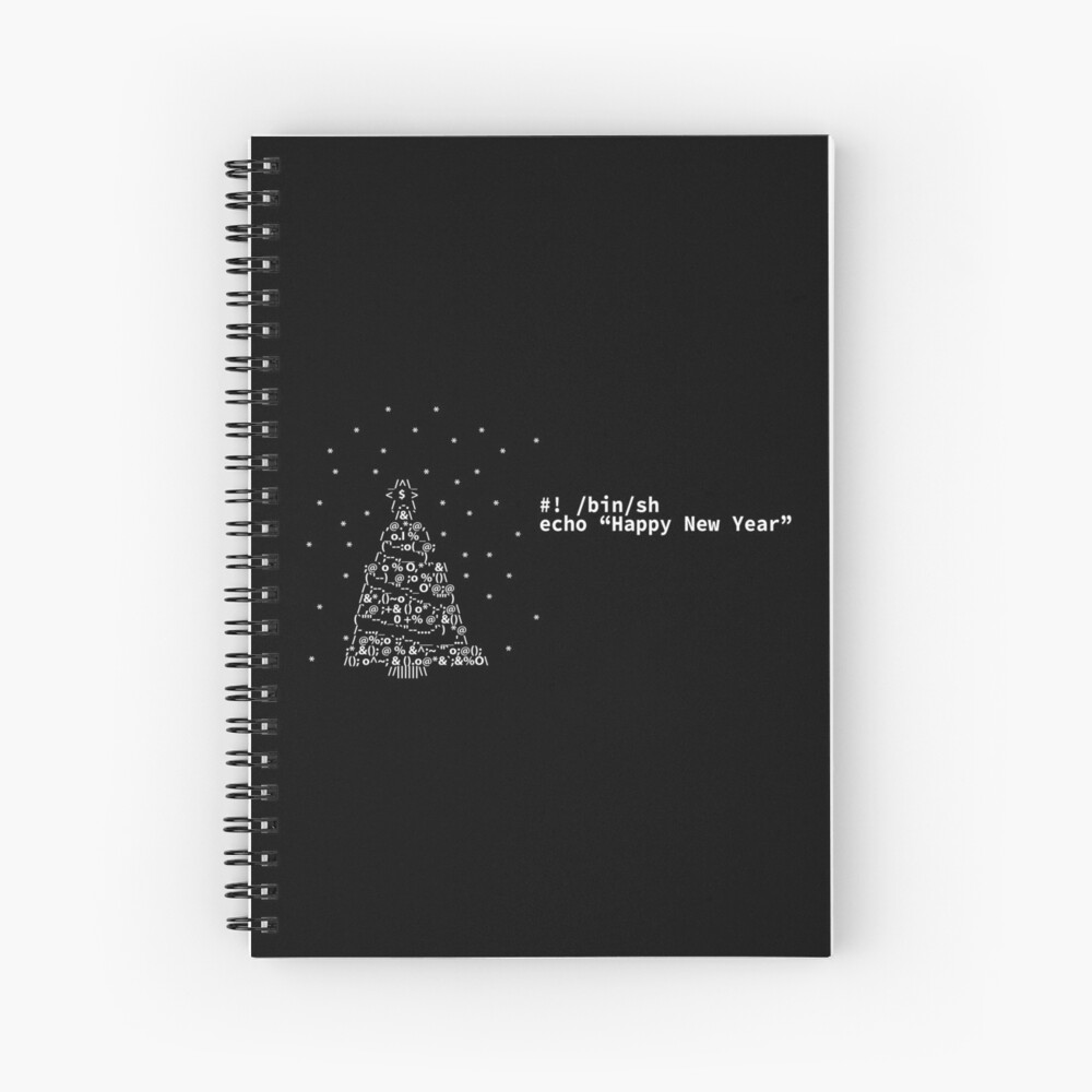 Cuaderno De Espiral «feliz Año Nuevo árbol De Navidad Ascii Y Script De