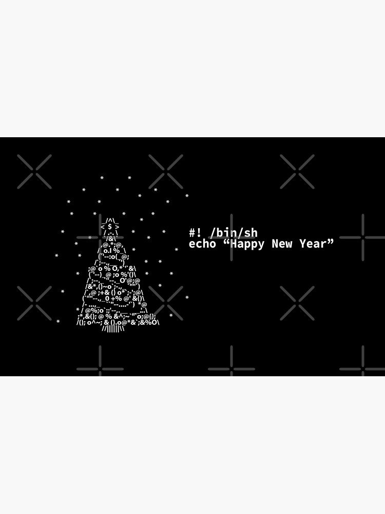 Poster « Bonne année Ascii arbre de Noël et script shell - programmeur ...