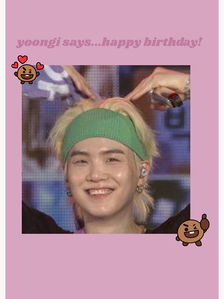 "BTS Suga Birthday Card " Sticker for Sale by michaelafloydd | Redbubble