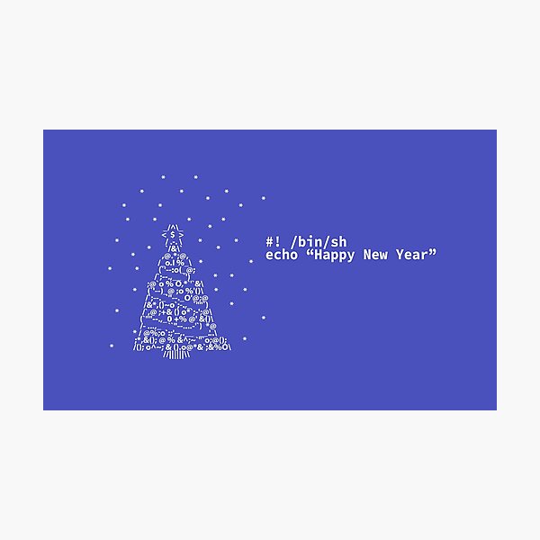 Lámina fotográfica «Feliz año nuevo árbol de navidad Ascii y script de ...