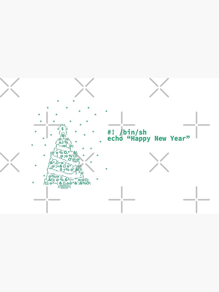 Póster «Feliz año nuevo árbol de navidad Ascii y script de shell ...