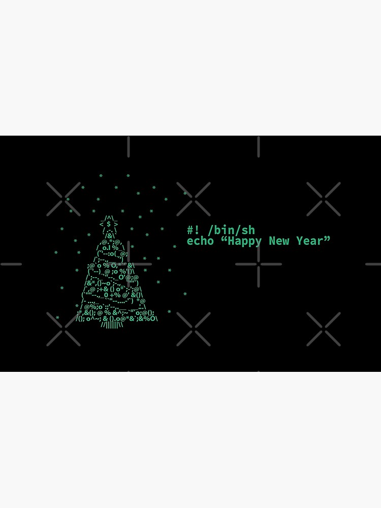 Happy New Year Ascii Christmas Tree And Shell Script Programmer Devops Coder Poster For 1617