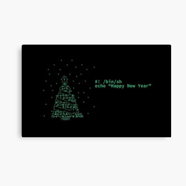 Happy New Year Ascii Christmas Tree And Shell Script Programmer Devops Coder Canvas Print 