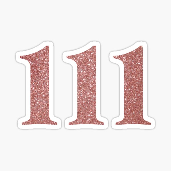 "111 angel number modern handwriting rose gold glitter" Sticker for ...