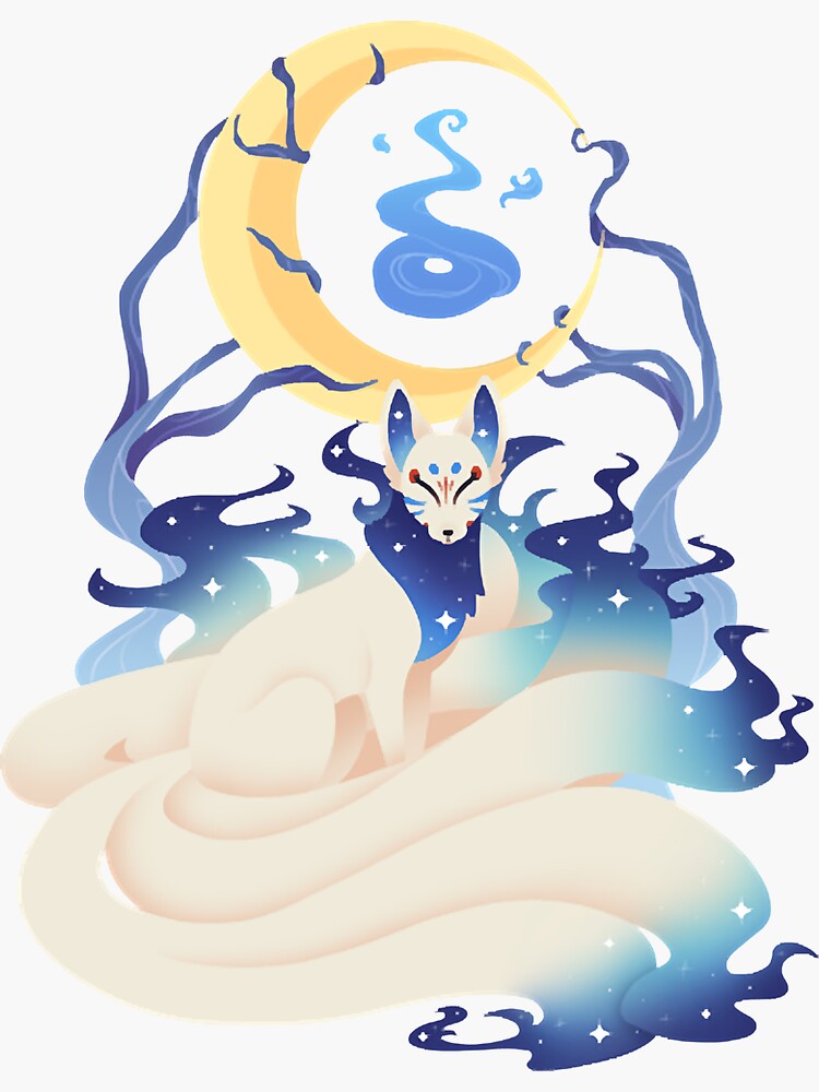 "Starry Kitsune " Sticker by GiddeonKryde | Redbubble