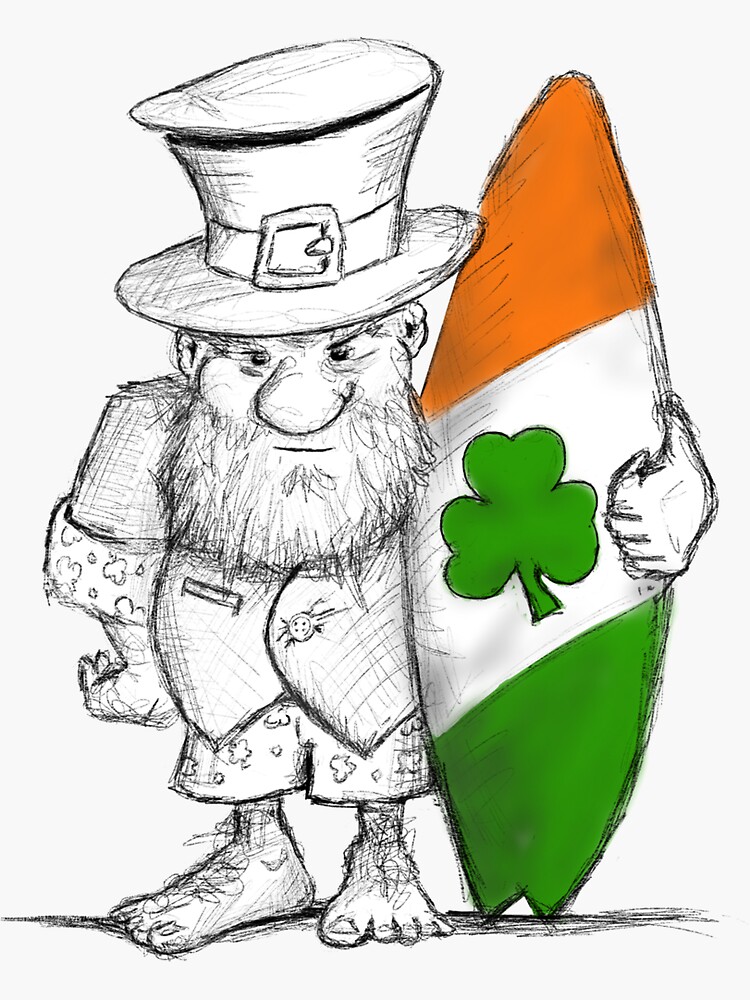 "Cormac Kelly (surfing leprechaun)" Sticker for Sale by lightholder ...