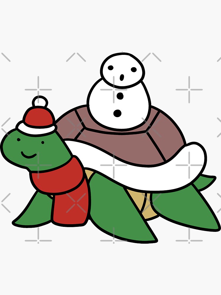 "Winter Turtle and Snowman" Sticker for Sale by SaradaBoru | Redbubble