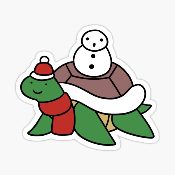 "Winter Turtle and Snowman" Sticker for Sale by SaradaBoru | Redbubble