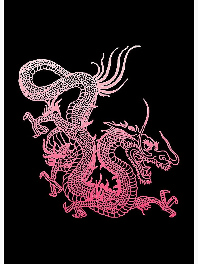 "Pink Chinese Dragon Asian Tradition Tattoo Style " Art Board Print for ...