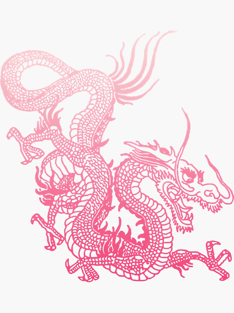 "Pink Chinese Dragon Asian Tradition Tattoo Style " Sticker for Sale by ...