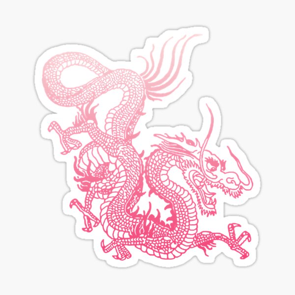 "Pink Chinese Dragon Asian Tradition Tattoo Style " Sticker for Sale by ...