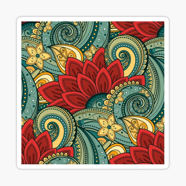 "Paisley Print with Vintage Floral Motifs" Sticker for Sale by ...