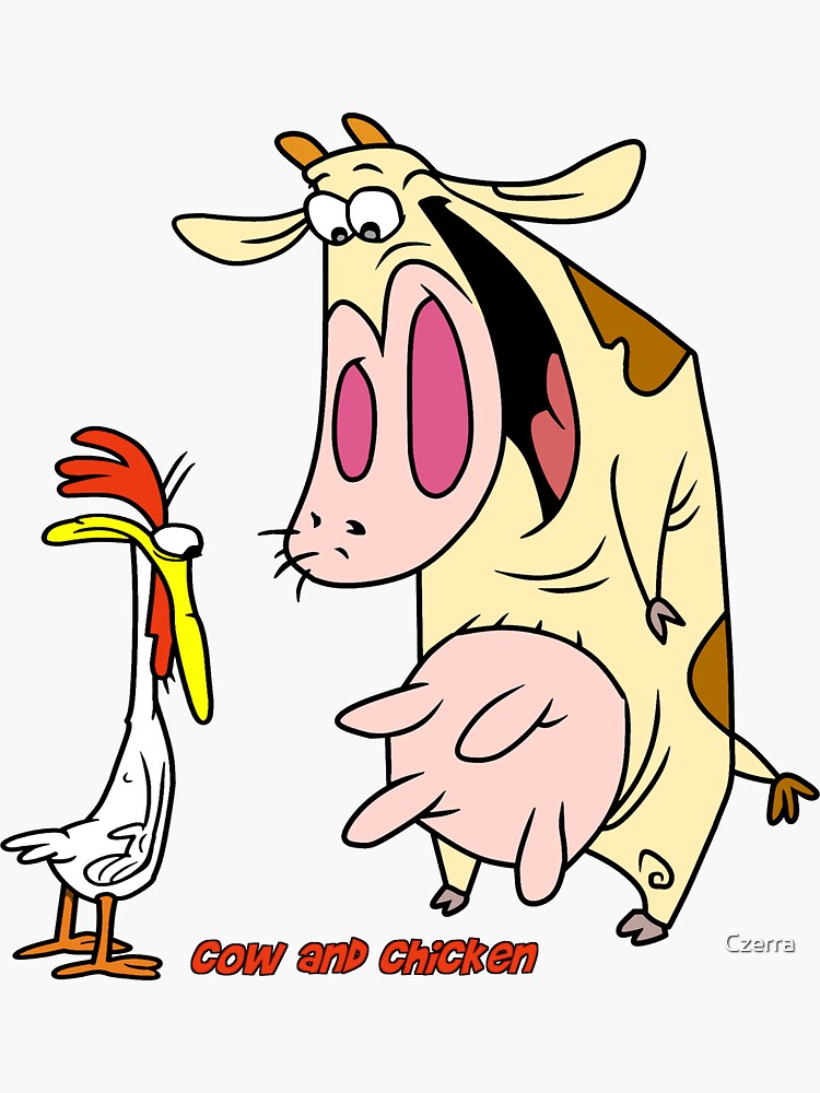 "Cow and Chicken" Sticker by Czerra | Redbubble