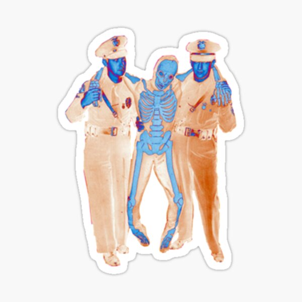"cops carrying skeleton collage Premium Scoop " Sticker for Sale by ...
