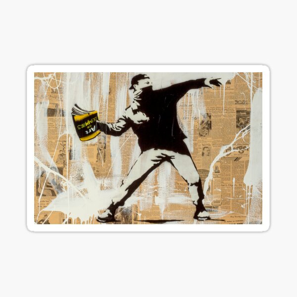 "Banksy Thrower" Sticker for Sale by SharpWallArts | Redbubble