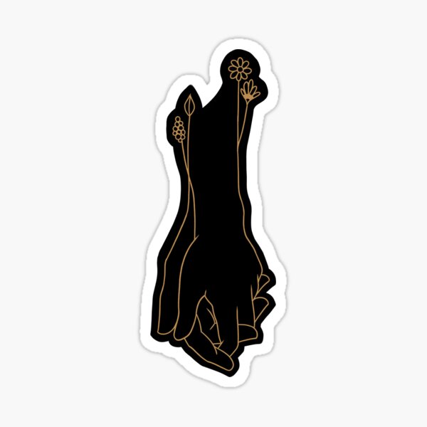 "Aesthetic Floral holding hands Outline" Sticker for Sale by ...