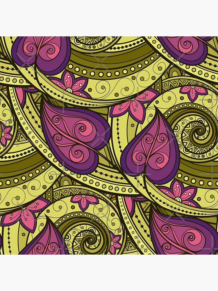 "Paisley Print with Vintage Floral Motifs" Sticker for Sale by ...
