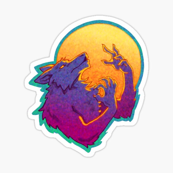 "Halloween Howling Werewolf" Sticker by RHokeArt | Redbubble