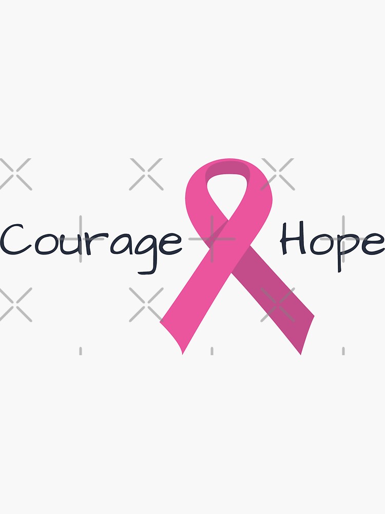 "Courage and hope, pink ribbon. Black text." Sticker for Sale by ...