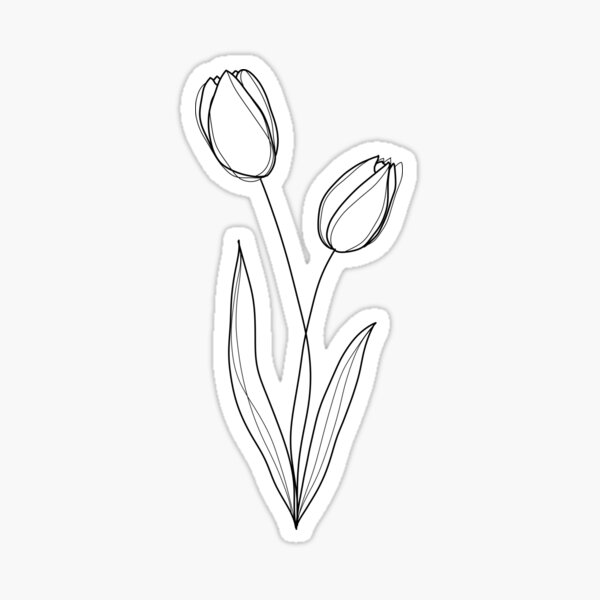 "Tulips - line art" Sticker for Sale by PeachyLitchi | Redbubble